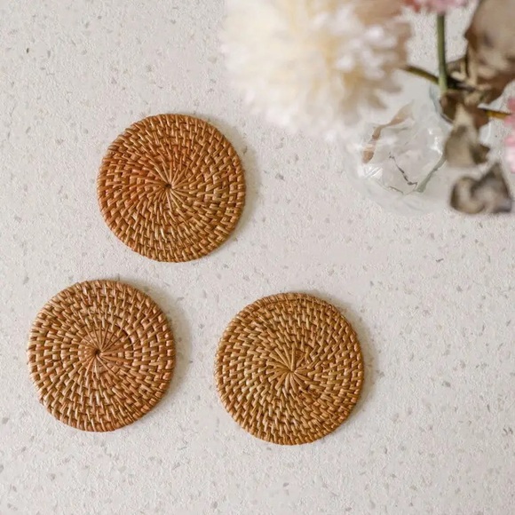 Dining | Round Rattan Coaster Straw Raffia 2 | Poshmark